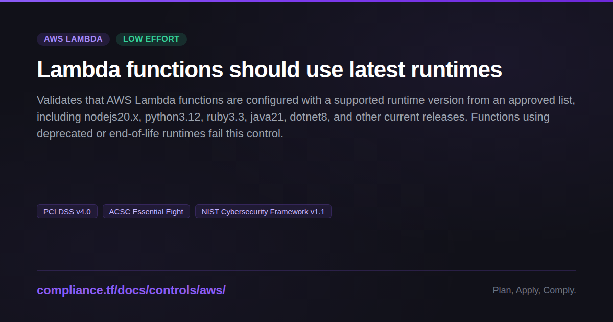 Lambda functions should use latest runtimes - Compliance-Ready ...